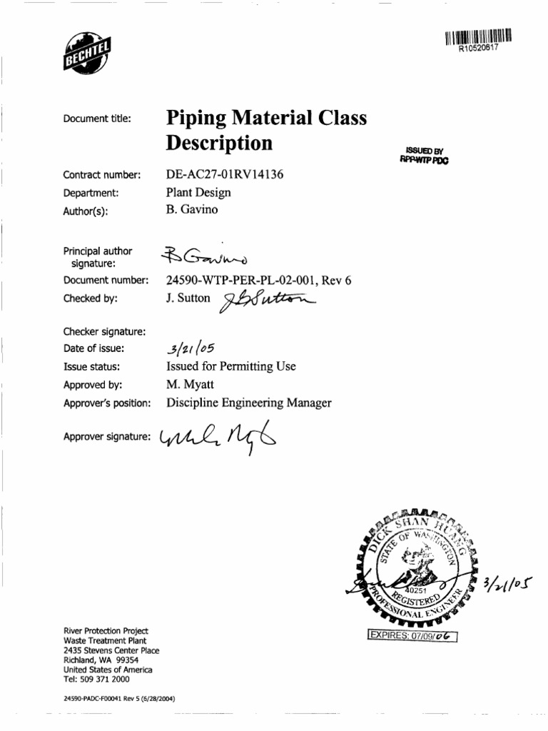 Piping Material Class Overview | PDF | Technology & Engineering