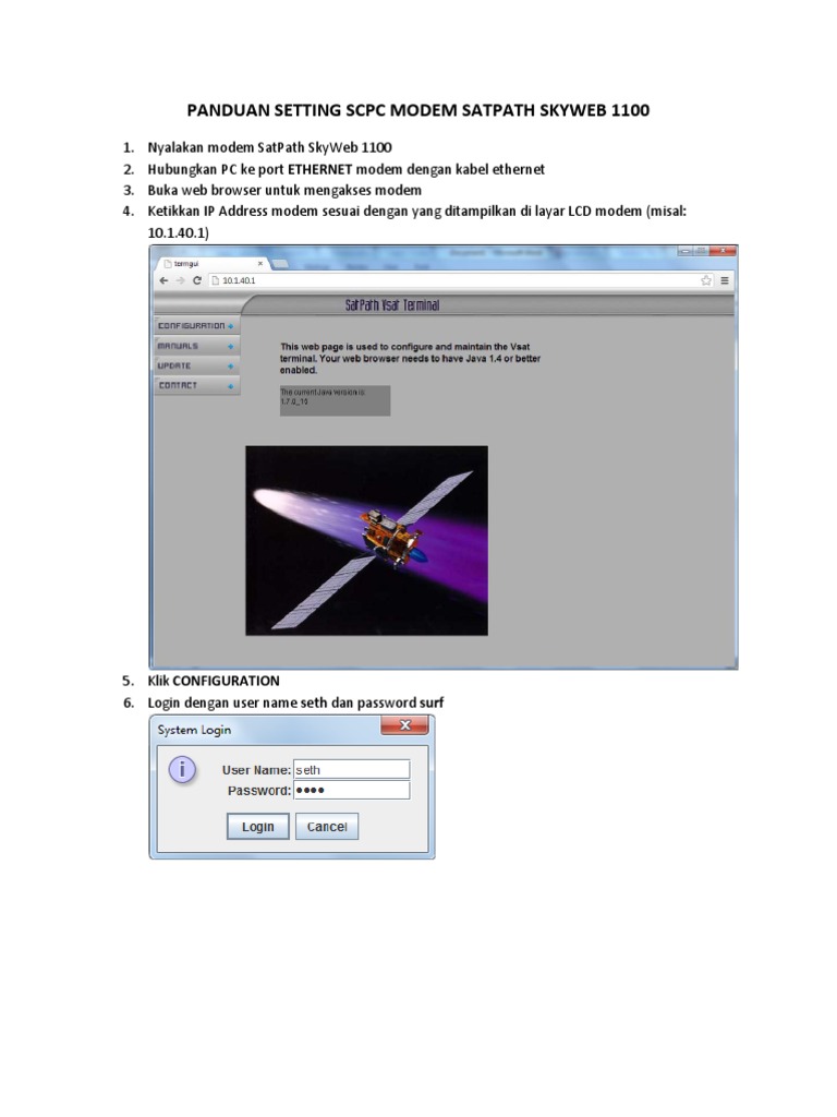 Panduan Setting SCPC Modem Satpath Skyweb 1100 | PDF