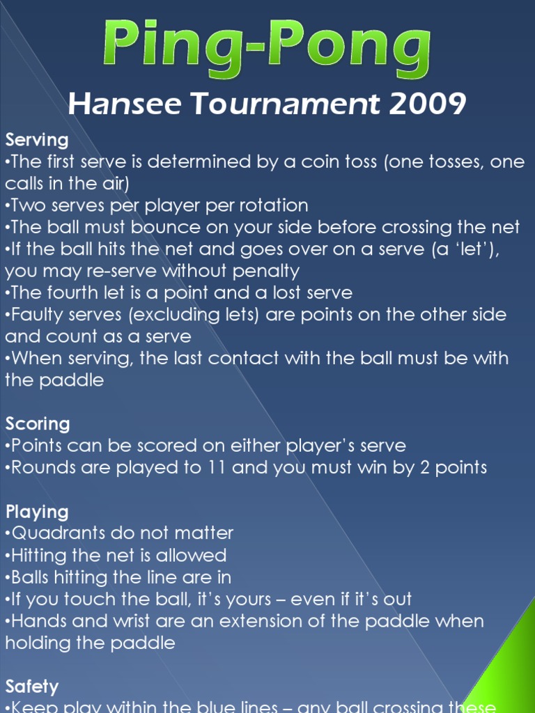 Ping Pong Rules Poster | PDF