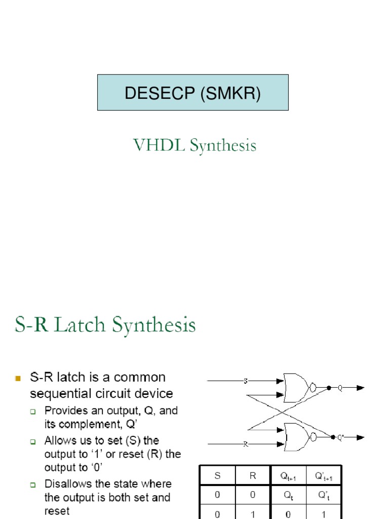 VHDL Synthesis | PDF | Science & Mathematics | Technology & Engineering