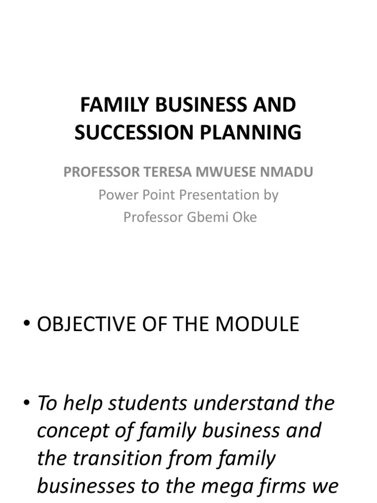 Family Business and Succession Planning | PDF | Entrepreneurship ...