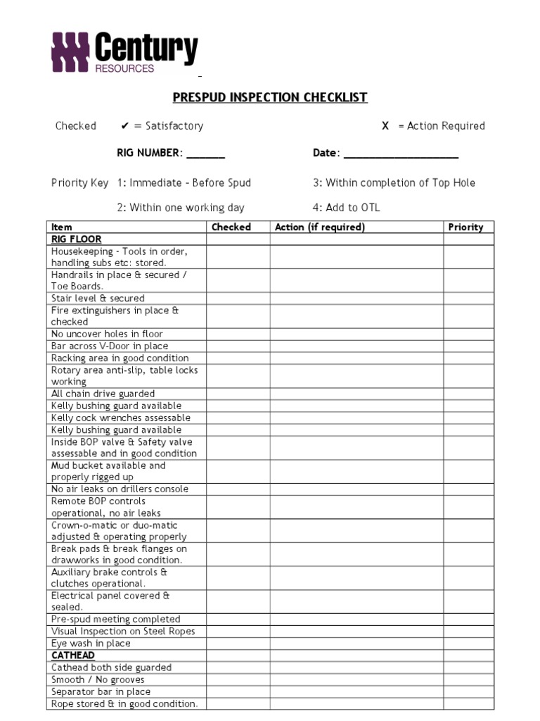 Pre Spud Inspection | PDF | Electrical Wiring | Pump