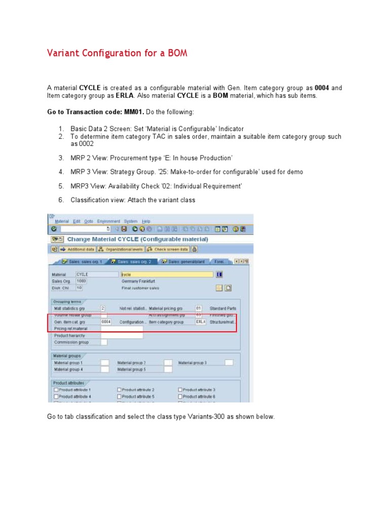 Variant Configuration For A BOM | PDF | Computer Data | Computing