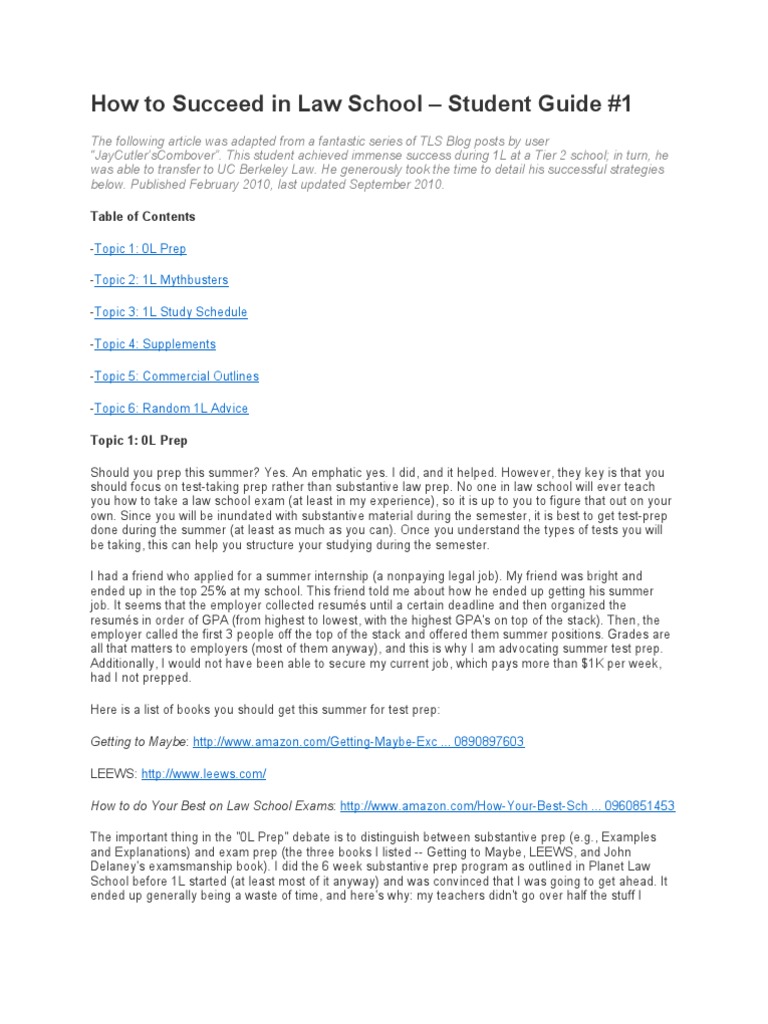Strategies for 1L Law School Success | PDF | Test (Assessment ...