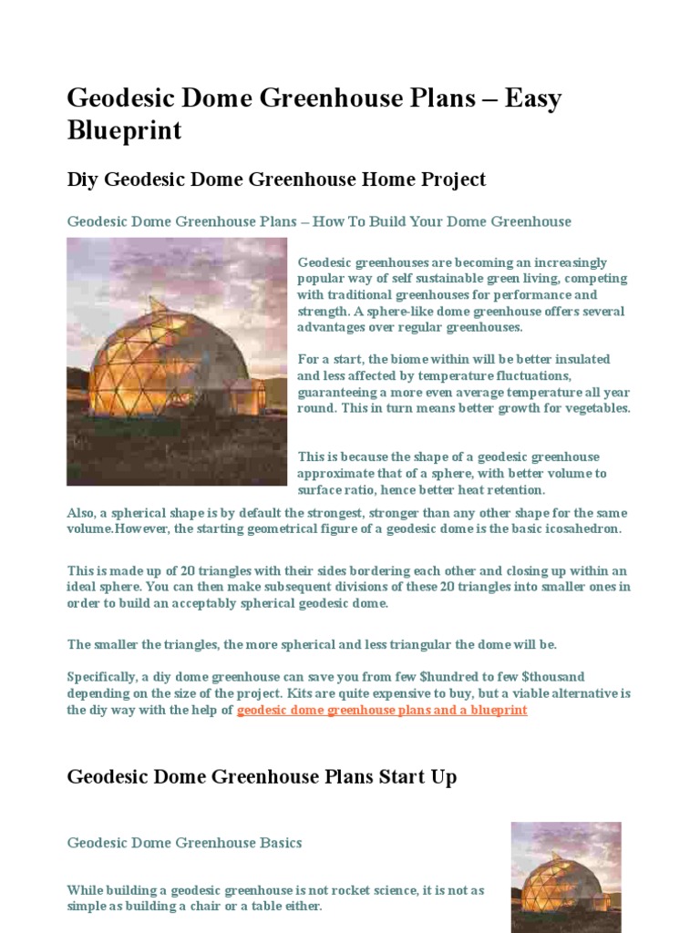 Geodesic Dome Greenhouse Plans For Diy Projects | PDF | Sphere | Dome