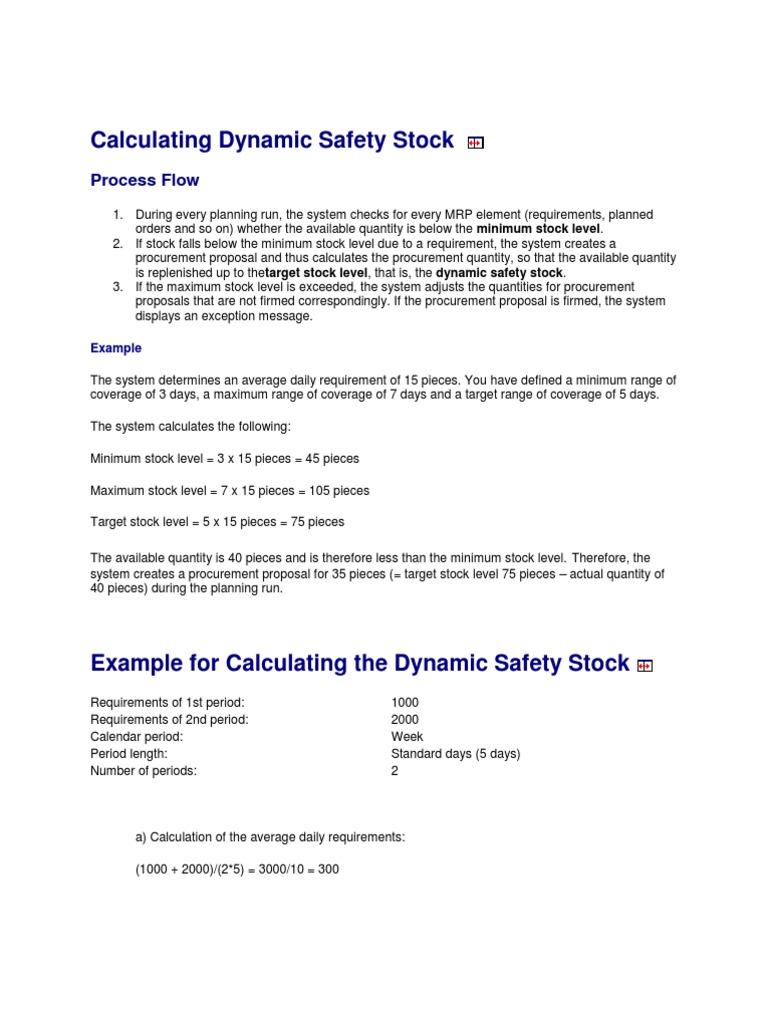 SAP - Dynamic Safety Stock Calculation | PDF