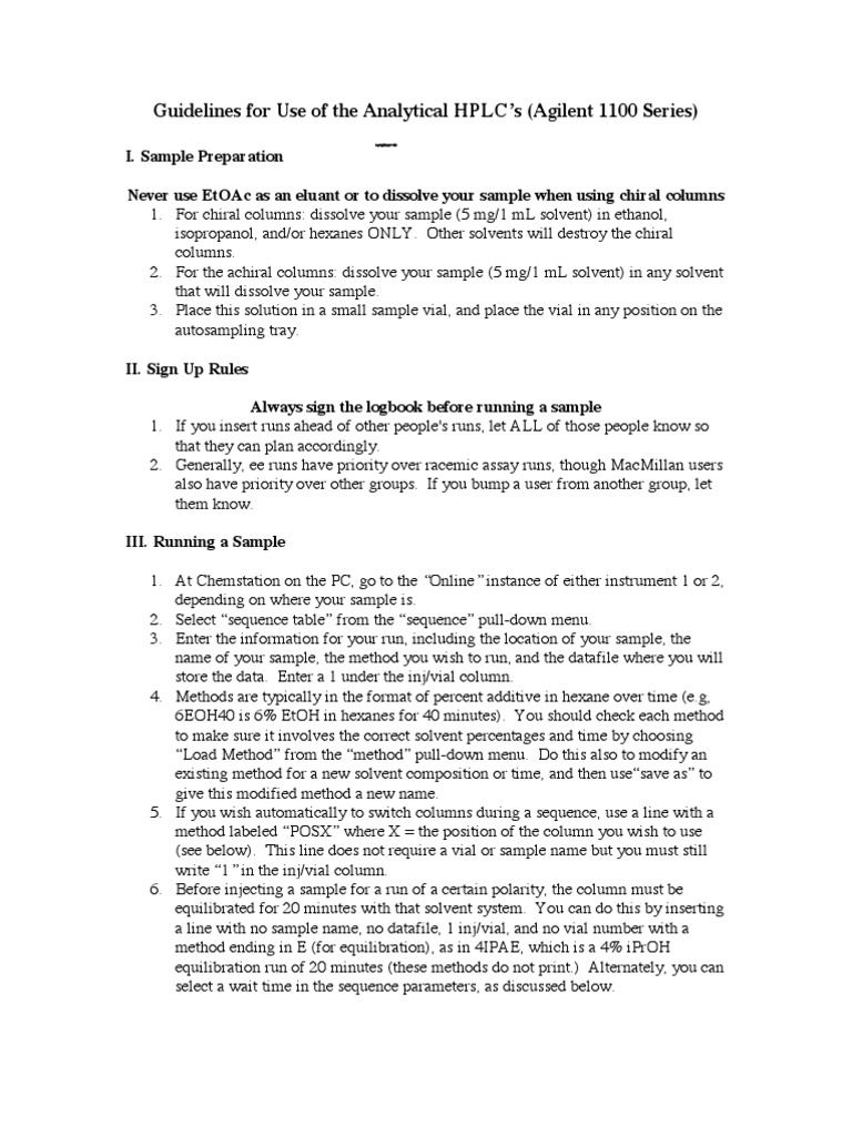 HPLC Agilent Guideline | Download Free PDF | High Performance Liquid ...