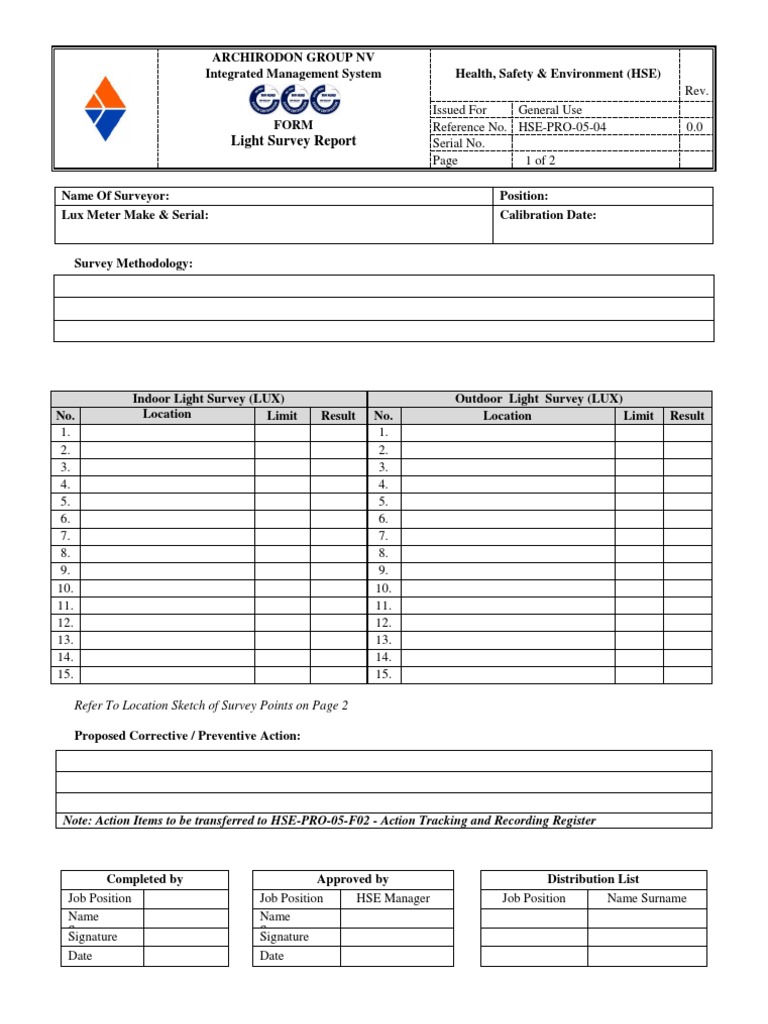 Light Survey Report: Indoor and Outdoor Illumination Levels at ...