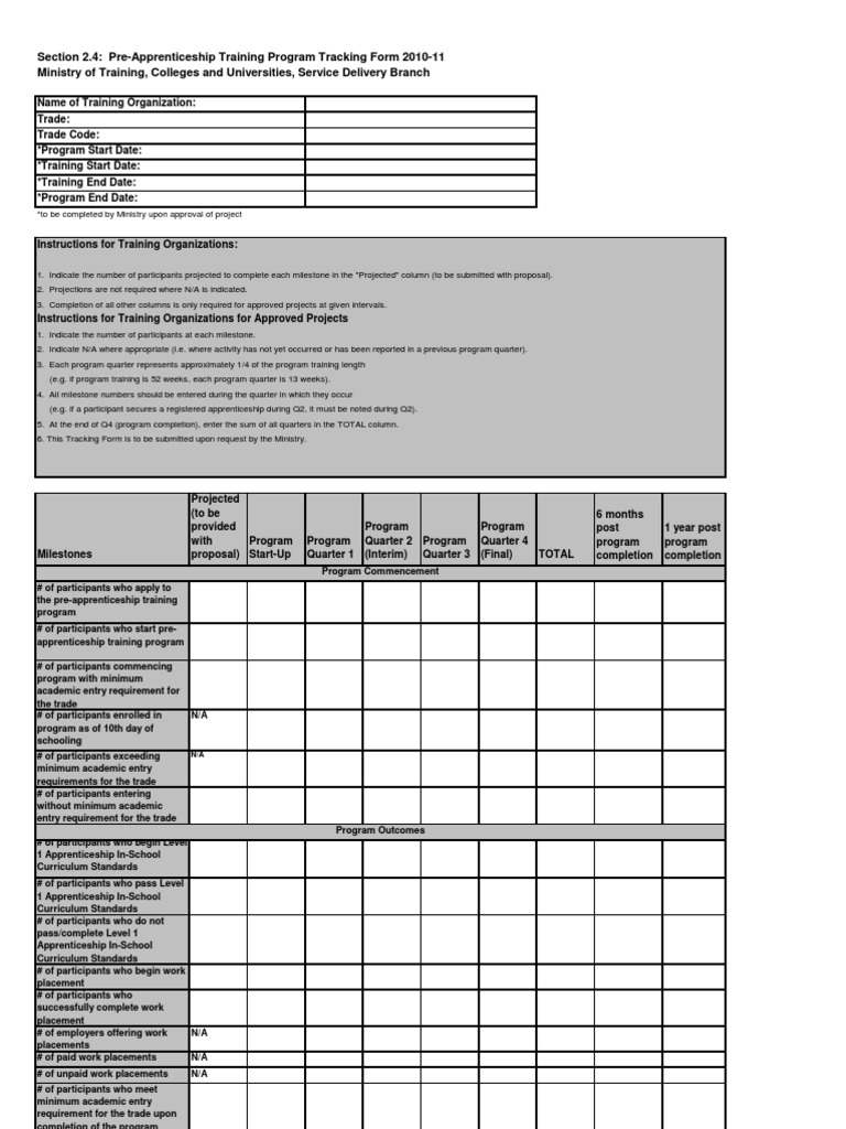 Section 2.4: Pre-Apprenticeship Training Program Tracking Form 2010-11 ...
