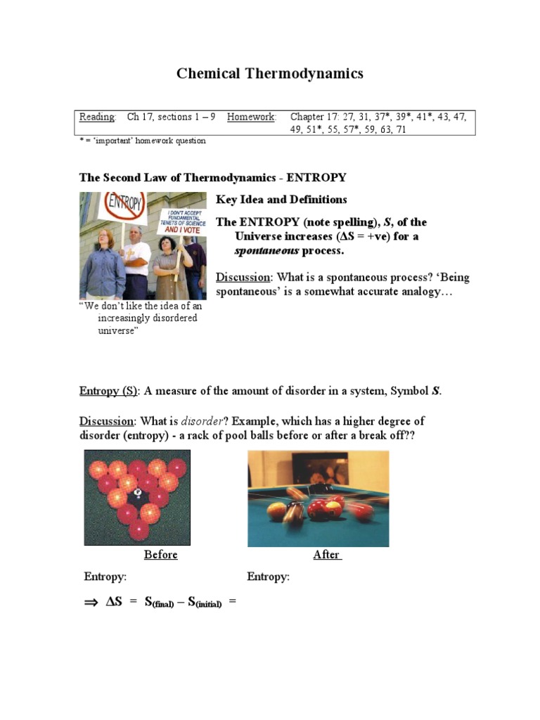 Thermodynamics for Chemistry Students | PDF | Gibbs Free Energy | Entropy