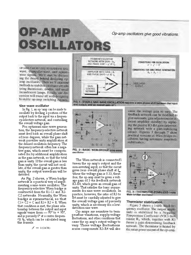 OP Amp Oscillators | PDF | Operational Amplifier | Electronic Oscillator