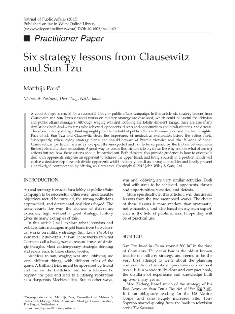 Six Strategy Lessons From Clausewitz and Sun Tzu | PDF | Carl Von ...