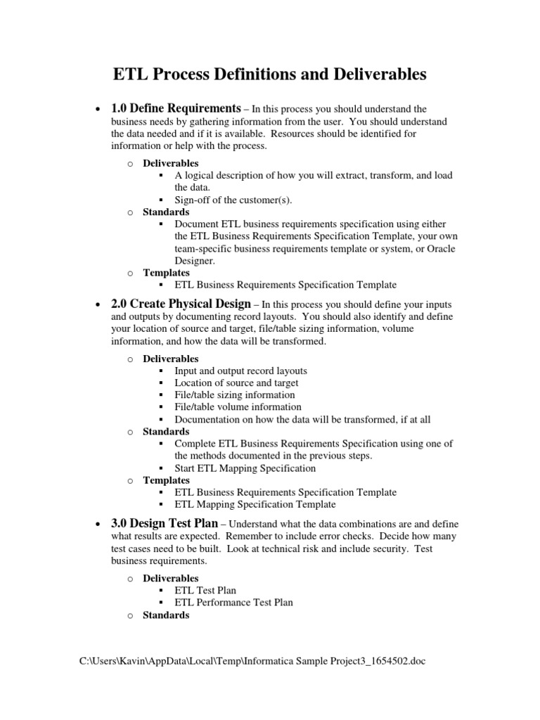 Informatica Sample Project3 | Specification (Technical Standard ...