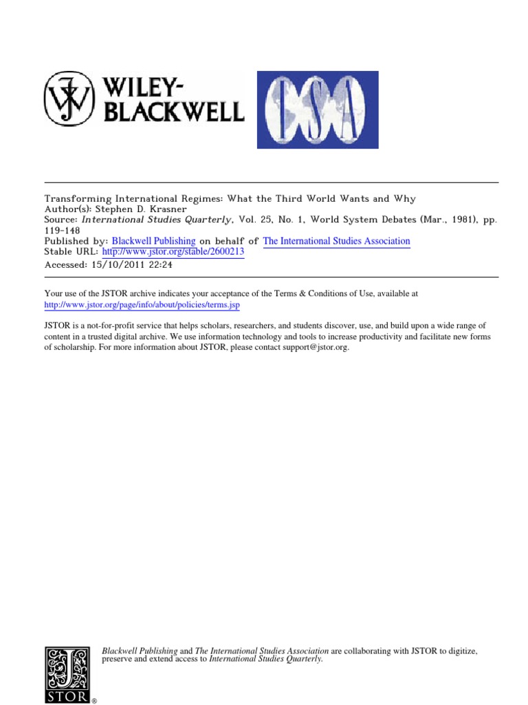 Transforming International Regimes What The Third World Wants and Why ...