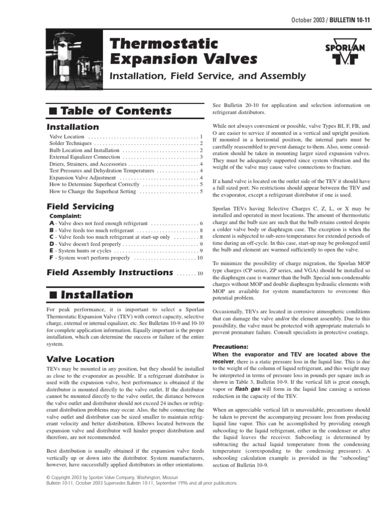Sporlan TXV Inst Service 12 Pgs New Version | Download Free PDF ... Sporlan TXV Inst Service 12 Pgs New Version | Download Free PDF ...