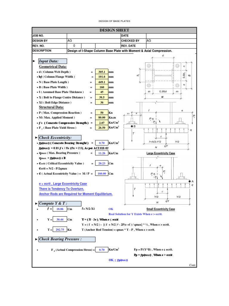 Base Plate With Moment & Axial Compression