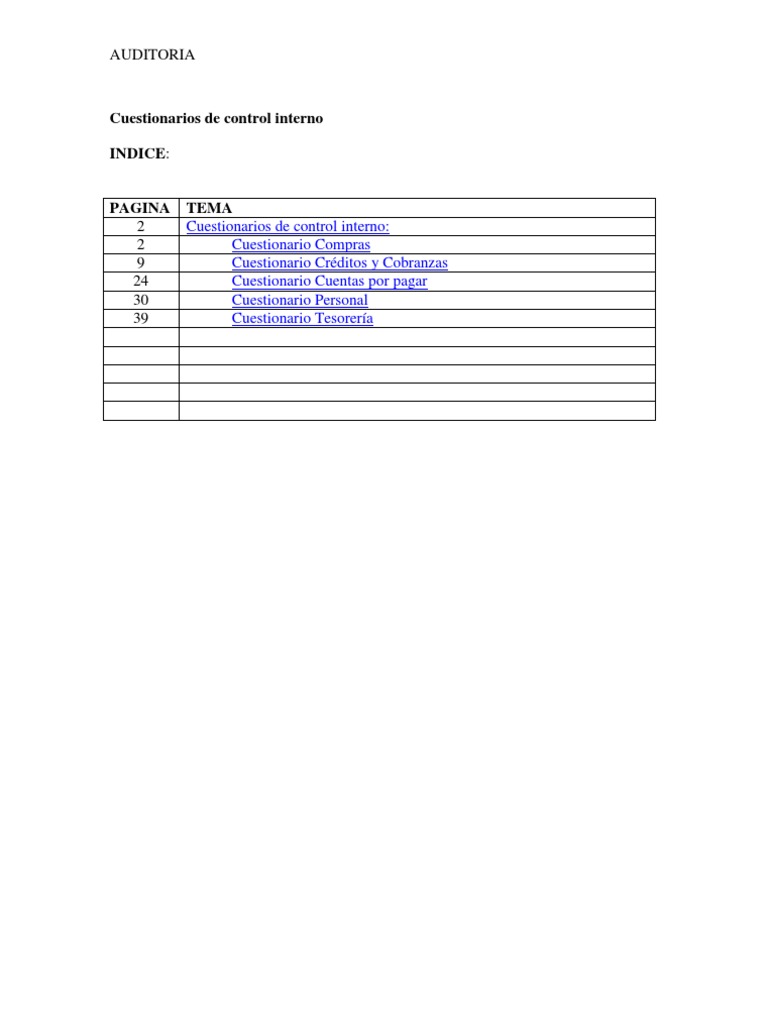 Cuestionarios de Control Interno PDF | PDF | Cheque | Bancos