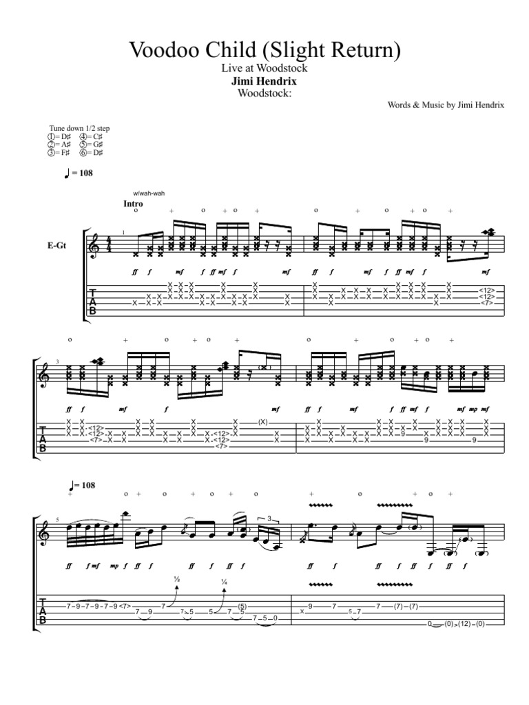 Jimi Hendrix Voodoo Child Slight Return PDF | PDF | Jimi Hendrix | Rock ...