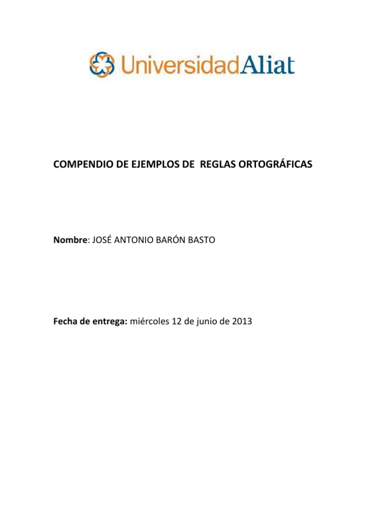Compendio de Ejemplos de Reglas Ortográficas | PDF | Palabra | Verbo