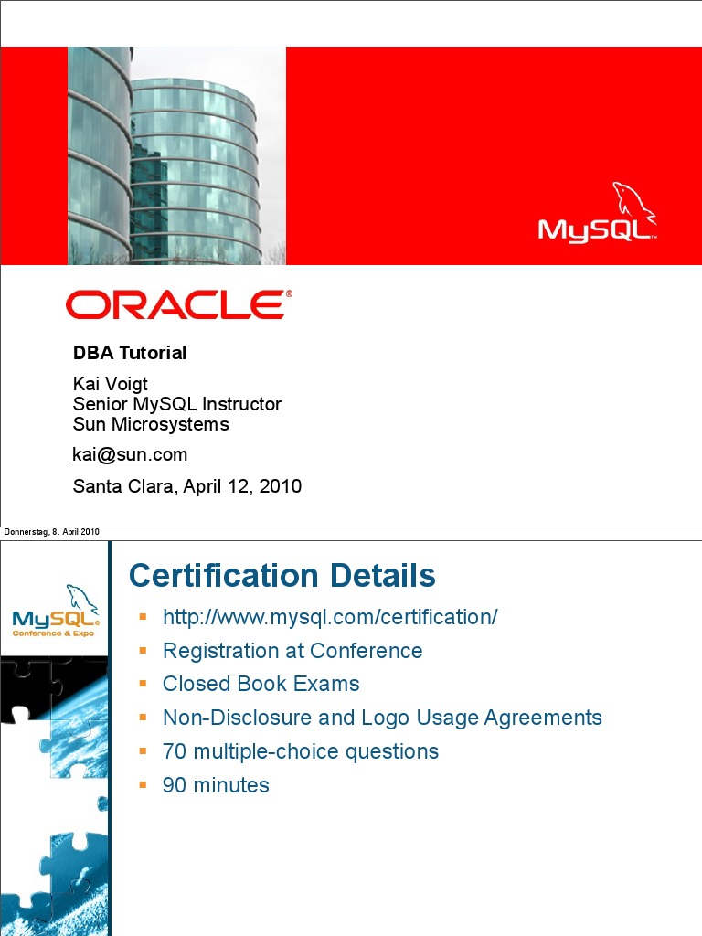 MySQL DBA Certification Tutorial, Part 1 Presentation 1 PDF | PDF | My ...