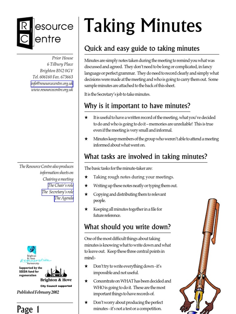 Quick and Easy Guide To Taking Minutes | PDF