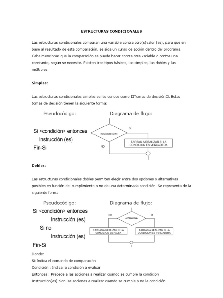 Estructuras Condicionales en Programación | PDF | Ingeniería de ...