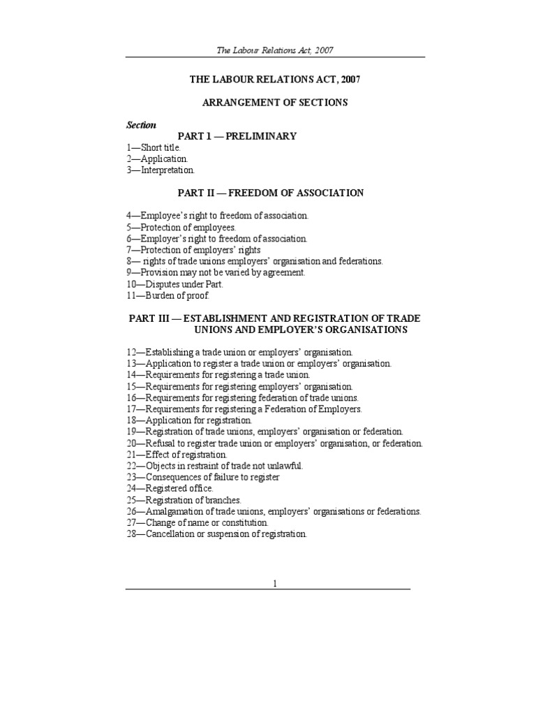Labour Relations Act 2007 | PDF | Trade Union | Freedom Of Association