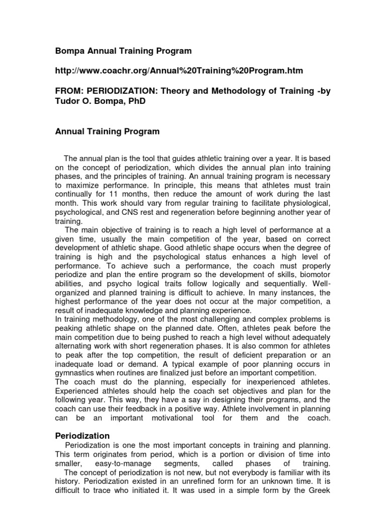Bompa Annual Training Program | PDF