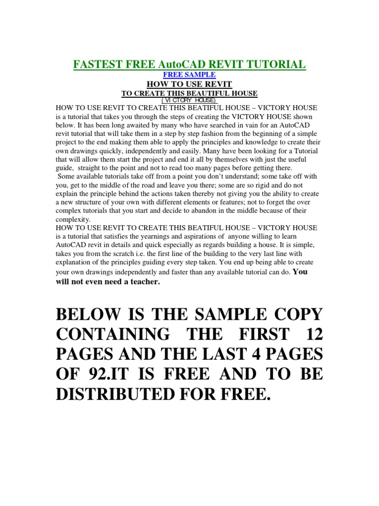 Free Autodesk Revit Tutorial | PDF | Autodesk Revit | Point And Click