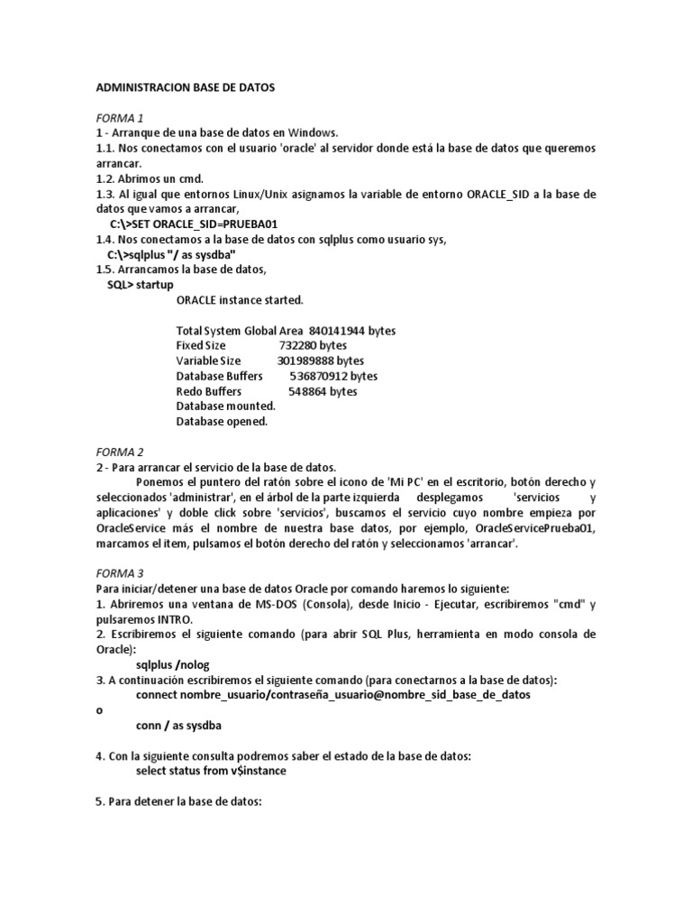 Administracion Base Datos | PDF | Oracle Corporation | Bases de datos