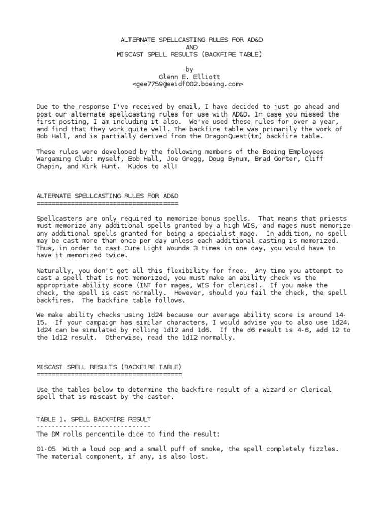 Alternate Spell Casting Rules and Miscast Table | PDF | Dice | Fraction ...