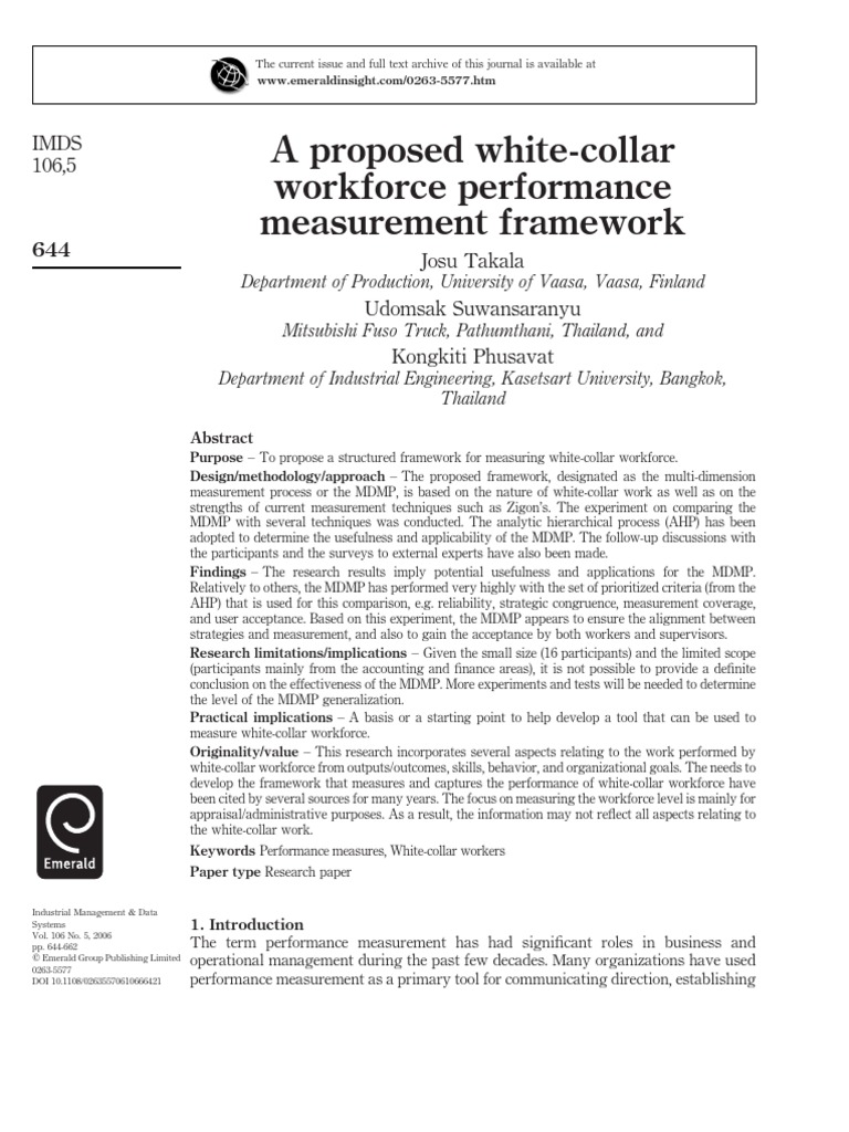 A Proposed White-Collar Workforce Performance Measurement Framework ...