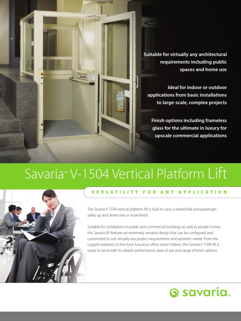 Savaria V-1504 Vertical Platform: Versatility For Any Application | PDF ...