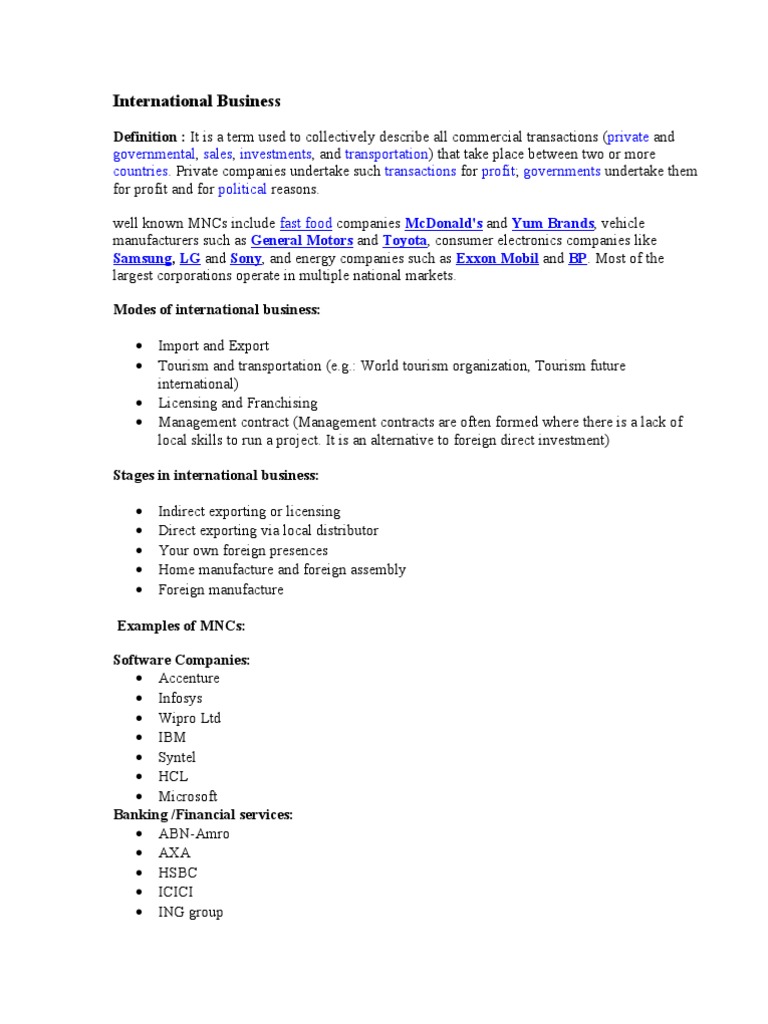 International Business Approaches Explained | PDF | International ...
