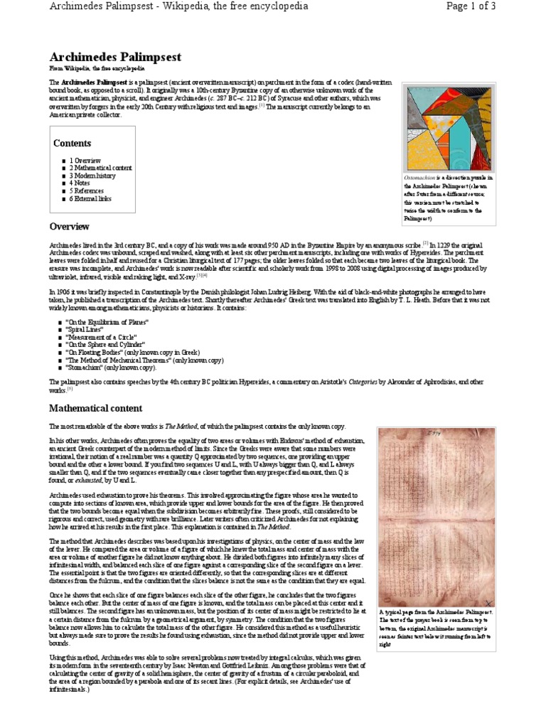 Archimedes Palimpsest: Ostomachion Is A Dissection Puzzle in | PDF ...