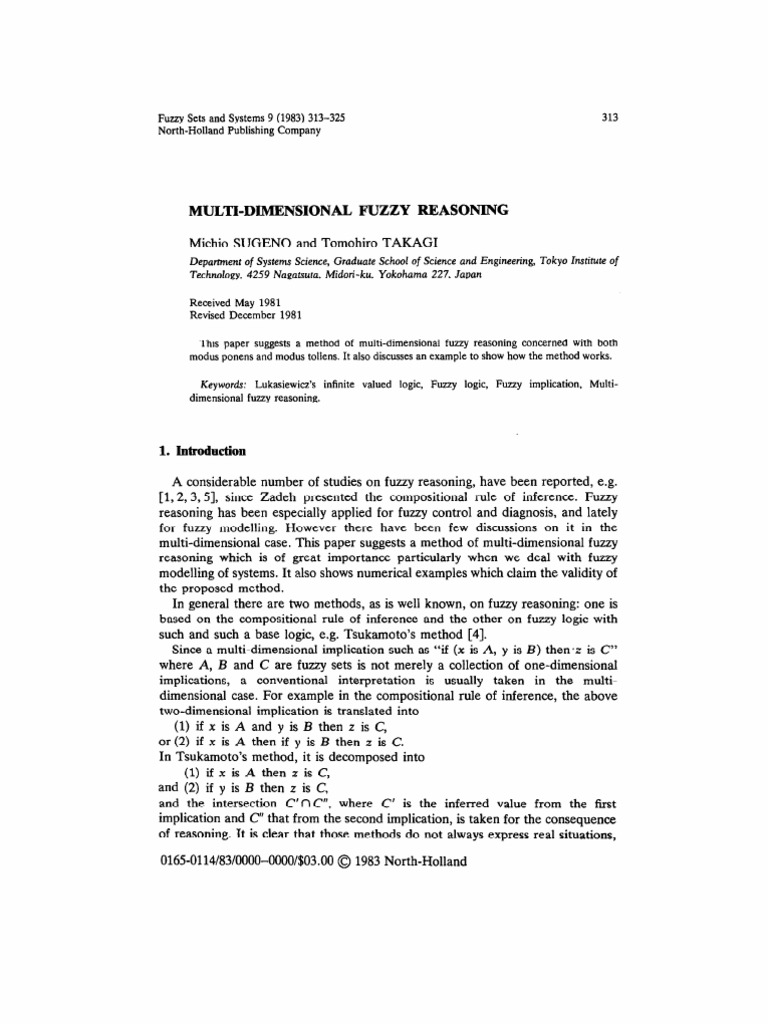Multi - Dimensional Fuzzy Reasoning | PDF | Fuzzy Logic | Logical Consequence