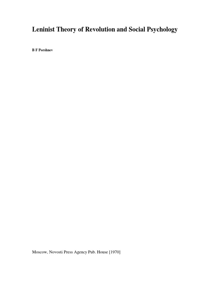 Leninist Theory of Revolution and Social Psychology | PDF | Leninism ...
