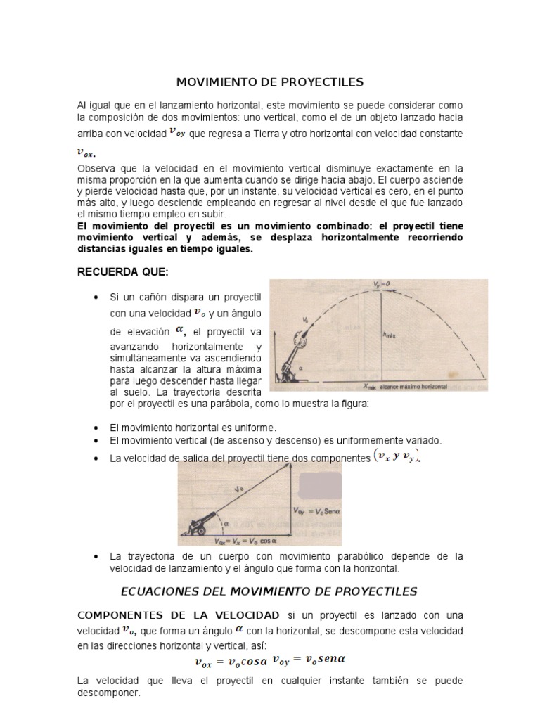 Movimiento De Proyectiles Vertical Y Horizontal Movimiento De