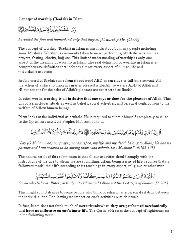 Understanding Worship in Islam | PDF | Allah | God In Islam