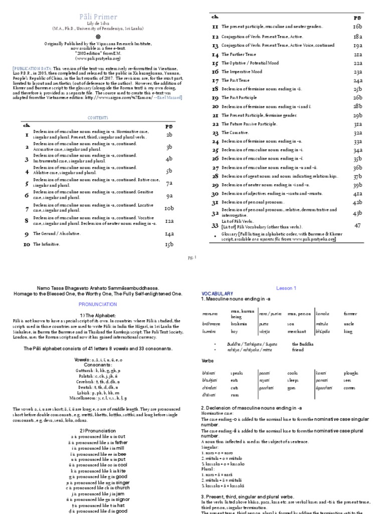 De Silva Lily - Pali Primer PDF | PDF