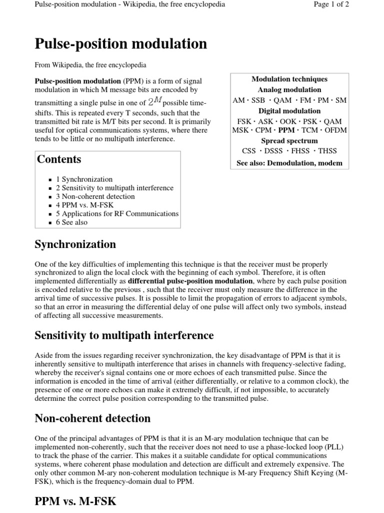 PPM Pulse-Position Modulation | PDF | Radio | Computer Data