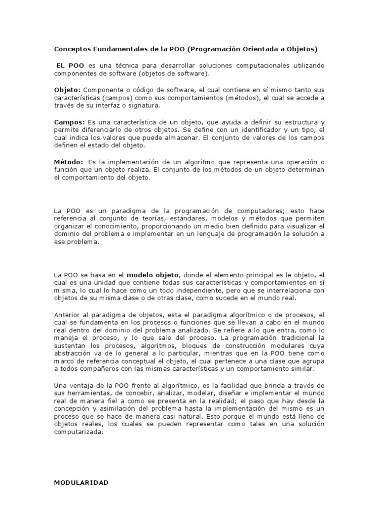 Conceptos Básicos de POO | PDF
