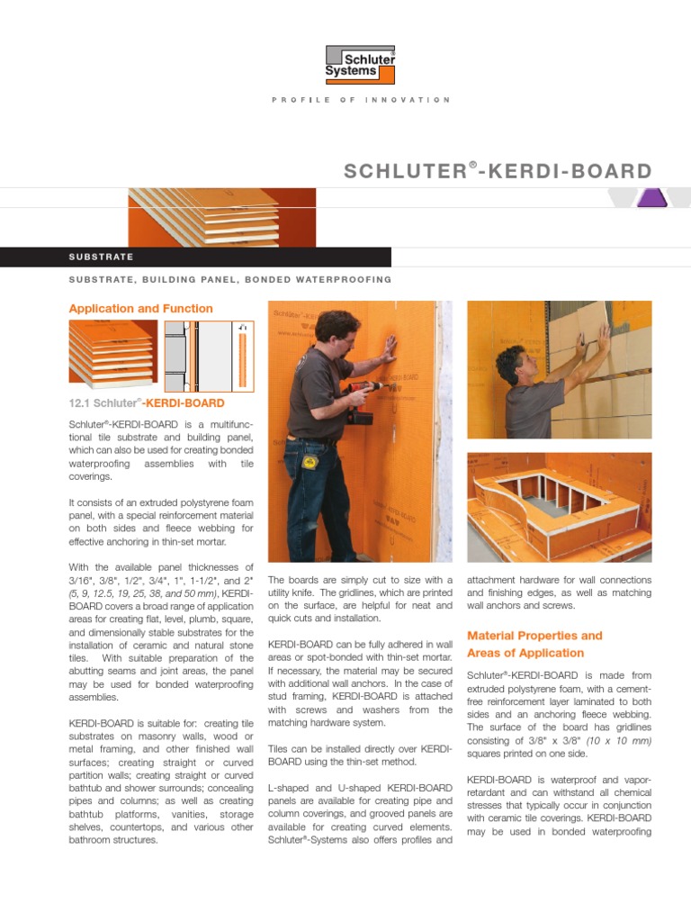 Kerdi Board Cutsheet | PDF | Countertop | Wall
