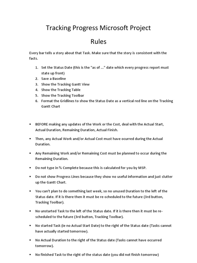 Tracking Progress Microsoft Project | PDF | Digital Technology | Business