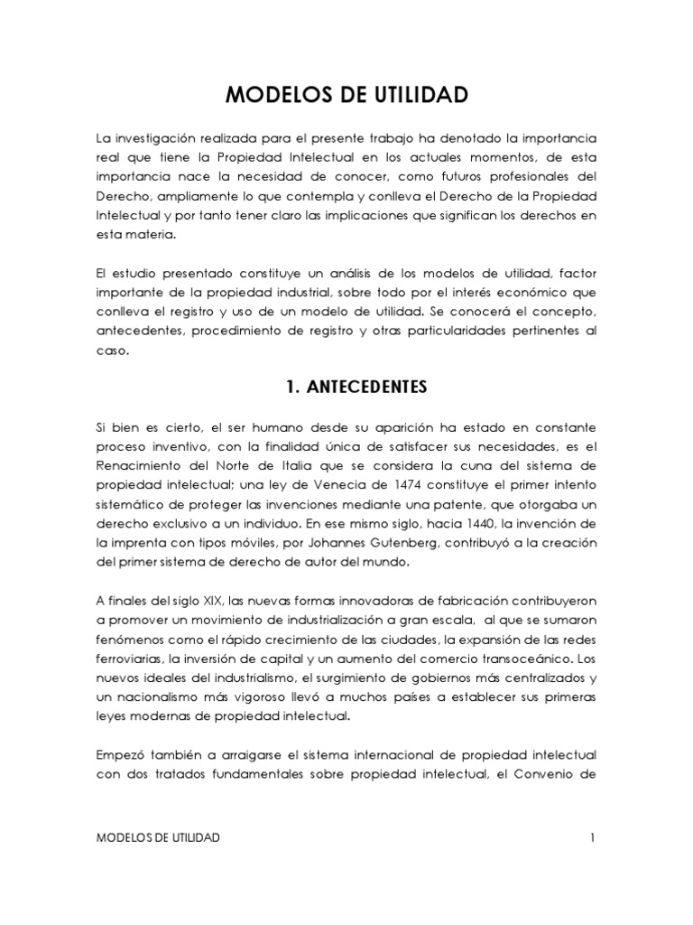 Modelos de Utilidad | PDF | Patentar | Propiedad intelectual