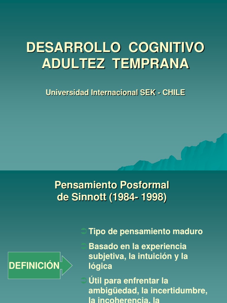 Clase 8 Adultez Temprana (1) - Desarrollo Cognitivo | PDF | Adultos | Inteligencia emocional
