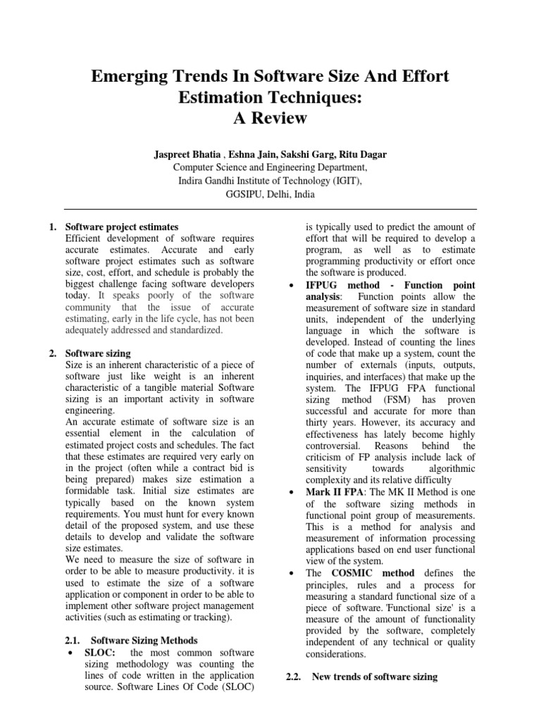 Size and Effort Paper | Download Free PDF | Use Case | Software ...