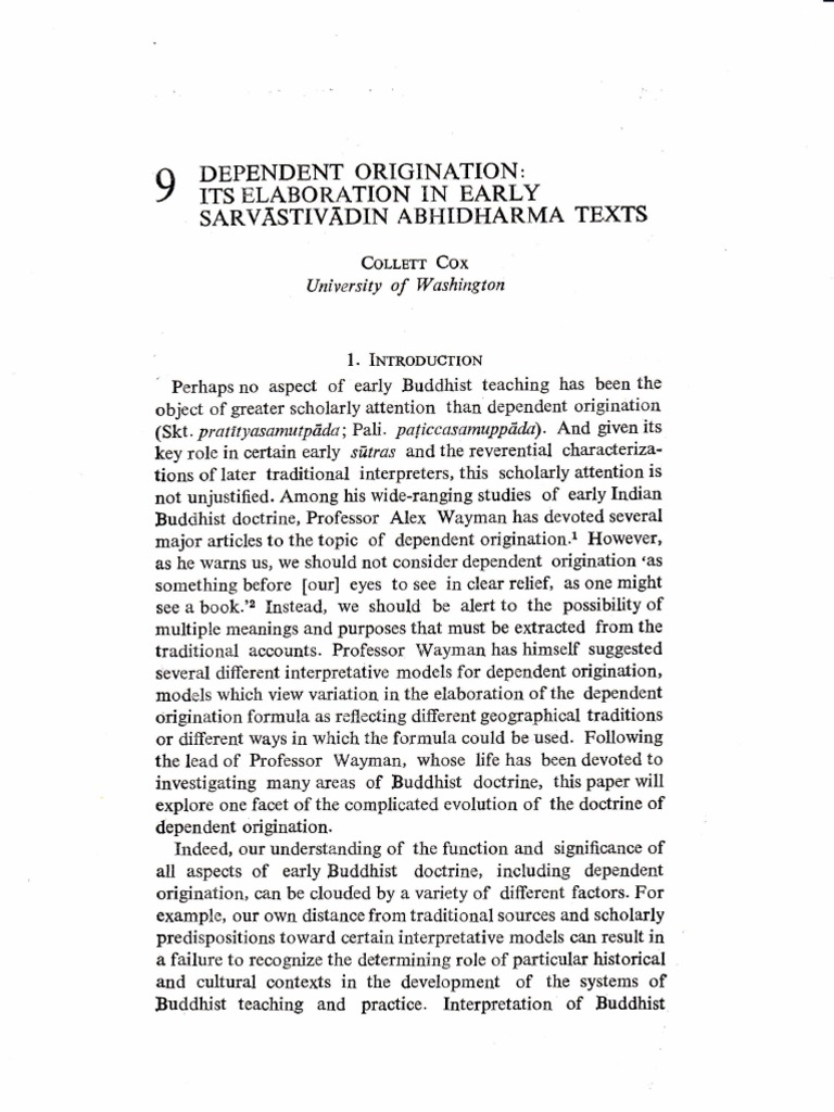 Dependent Origination-Its Elaboration in Early Sarvastivadin Abhidharma ...