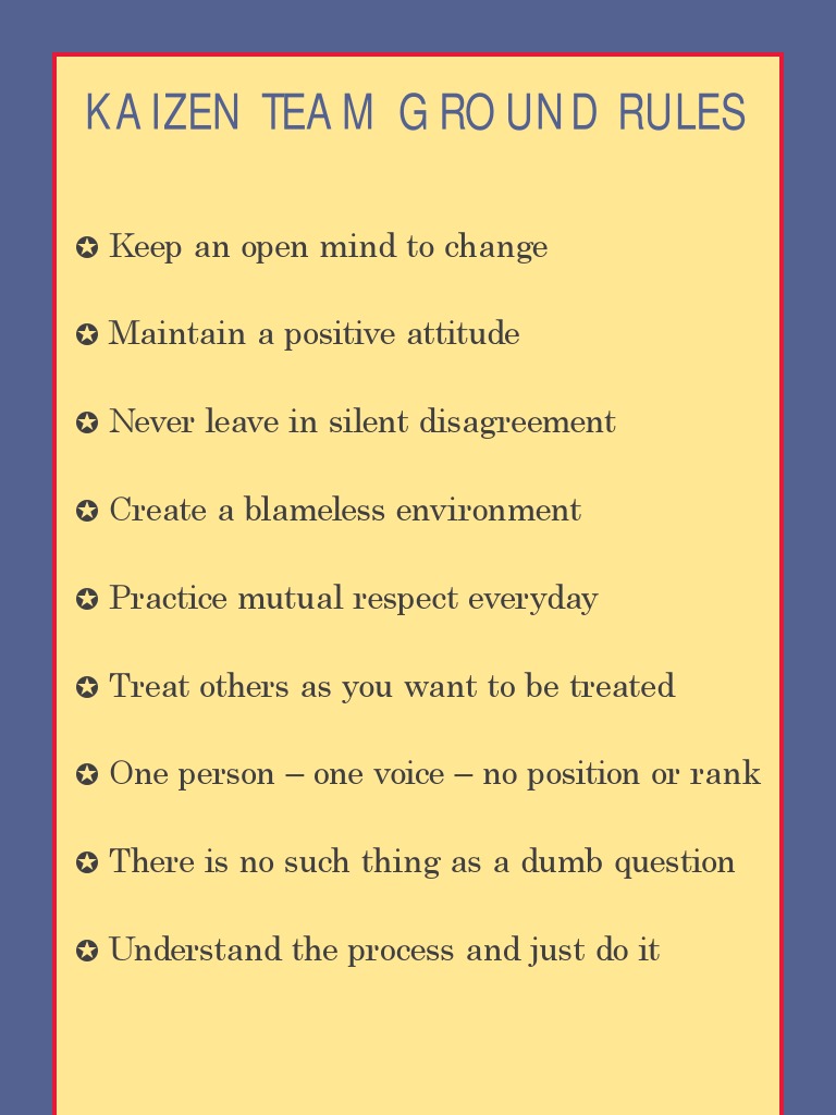 Kaizen Team Ground Rules for Success | PDF | Self-Improvement
