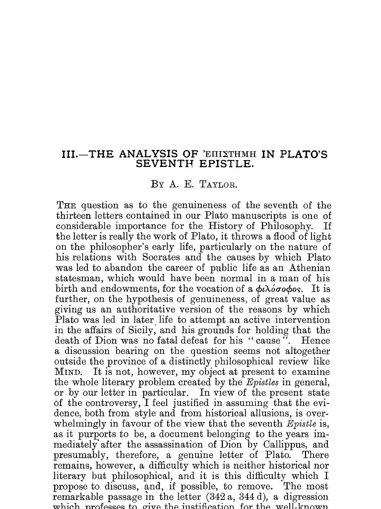Analysis of Plato's Seventh Letter | PDF | Plato | Ellipse